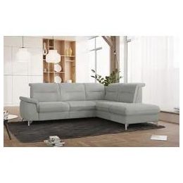 Sit & More Ecksofa SIT & MORE "Astoria L-Form" Sofas Gr. B/H/T: 256cm x 91cm x 225cm, Flachgewebe, Ottomane rechts, mit Kopfteilverstellung-mit Armlehnfunktion-mit Relaxfunktion motorisch im Sofa 2,5-sitzig, grau (hellgrau) wahlweise mit motorischer Relaxfunktion