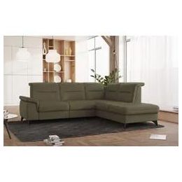 Sit & More Ecksofa SIT & MORE "Astoria L-Form" Sofas Gr. B/H/T: 256cm x 91cm x 225cm, Microfaser, Ottomane rechts, mit Kopfteilverstellung-mit Armlehnfunktion-mit Relaxfunktion motorisch im Sofa 2,5-sitzig, grün (olive) wahlweise mit motorischer Relaxfunktion