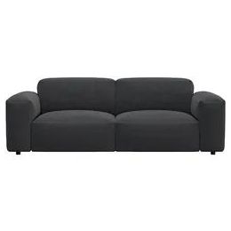 2,5-Sitzer FLEXLUX "Lucera Sofa, super bequem durch hochwertigen Sitzaufbau mit Kaltschaum" Sofas Gr. B/H/T: 219cm x 73cm x 102cm, Lederoptik, grau (shark grau) modern & anschmiegsam, Designsofa