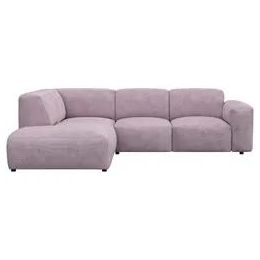 Ecksofa FLEXLUX "Lucera, super bequem durch hochwertigen Sitzaufbau mit Kaltschaum" Sofas Gr. B/H/T: 256cm x 73cm x 231cm, Struktur, Ottomane rechts, lila (soft lavender) modern & anschmiegsam, L-Form, Designsofa