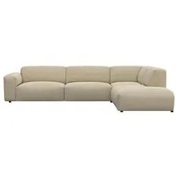 Ecksofa FLEXLUX "Lucera, super bequem durch hochwertigen Sitzaufbau mit Kaltschaum" Sofas Gr. B/H/T: 321cm x 73cm x 231cm, Chenille, Ottomane rechts, beige (sandy beige) modern & anschmiegsam, L-Form, Designsofa