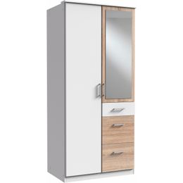 Kleiderschrank wimex "Click" Schränke Gr. B/H/T: 90 cm x 199 cm x 58 cm, 2 St., weiß (weiß, struktureichefarben hell) Drehtürenschrank Kleiderschrank Schränke mit Spiegel