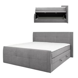 Roller Boxspringbett - grau - H3 - Bettkasten - 180x200 cm