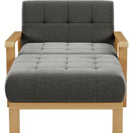 Sit & More Recamiere SIT & MORE "Billund", braun (schlamm), B:109cm H:88cm T:185cm, 95% Polyester 5% Polyamid, Sofas, Armlehnen aus eichefarbigem Buchenholz, verschiedene Bezüge und Farben