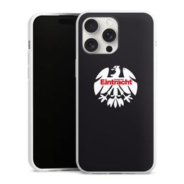 DeinDesign iPhone 15 Pro Max Handy Silikon H&uuml;lle Case wei&szlig; Handyh&uuml;lle Eagle Retro Logo Silikon Case