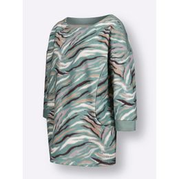 WITT Damen 3/4-Arm-Shirt mit Grafik-Druck, jade-graphit-bedruckt, Gr&ouml;&szlig;e 36