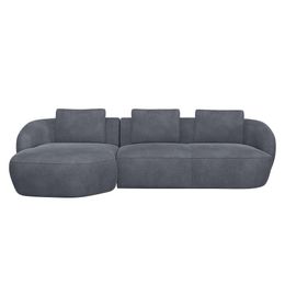 Wohnlandschaft FLEXLUX "Torino, rund, L-Form, Sofa-Ecke mit Recamiere, Longchair-Sofa", grau (soft grau), B:276cm H:85cm T:146cm, Sofas, Wohnlandschaft, Modernes, organisches Sofa-Design, Kaltschaum, Wellenunterfederung