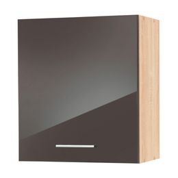 Hängeschrank KOCHSTATION "KS-Monaco, Breite 50 cm" Schränke Gr. B/H/T: 50 cm x 57 cm x 34 cm, 1 St., grau (dunkelgrau, eiche)