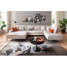 Wohnlandschaft TRENDS BY HG "Summer U-Form", beige (cream), B:360cm H:86cm T:196cm, Sofas, Wohnlandschaft, in Cord-Stoff mit Metallfu&szlig;