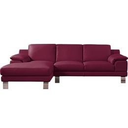 Ecksofa Egoitaliano "Shakira, Design und super Sitzkomfort auf hohem Niveau, tolle Details", lila (violett), B:236cm H:84cm T:152cm, Leder NUVOLE (Echtes Rindsleder). Halbnat&uuml;rliches, halbnarbiges Rindsleder mit einer nat&uuml;rlichen K&ouml;rnung von 1, 2 bis 1, 4 mm. Dieses Leder hat eine weiche, wachsartige Haptik mit mattem Aussehen und einem Wolkeneffekt. Es handelt sich um ein Naturleder, das die ursp