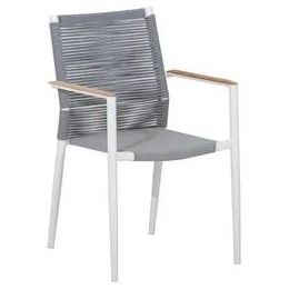 OUTFLEXX Theo Dining Sessel, weiß/grau, Alu/FSC®-Teakholz/Rope, 54 x 60 x 88 cm