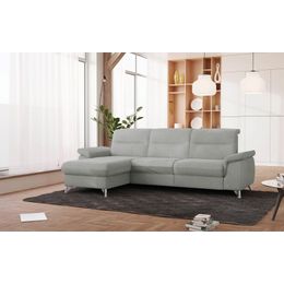 Sit & More Ecksofa SIT & MORE "Astoria L-Form", grau (hellgrau), B:260cm H:91cm T:175cm, 100% Polyester, Sofas, Ecksofa, wahlweise mit motorischer Relaxfunktion