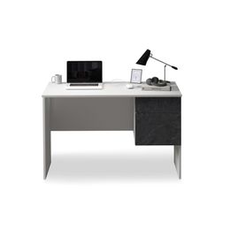 Schreibtisch Inosign "Coro, kleiner Computertisch, Bürotisch" Tische Gr. B/H/T: 110cm x 75cm x 50cm, weiß (weiß matt, schiefer, weiß) mit 1 Tür & Schublade, Breite 110 cm, Made in Italy