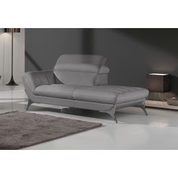 Recamiere Egoitaliano "Sueli, extravagantes Design und erstklassiger Sitzkomfort", grau (stahl), B:180cm H:100cm T:110cm, Leder »NUVOLE« (Echtes Rindsleder). Halbnatürliches, halbnarbiges Rindsleder mit einer natürlichen Körnung von 1, 2 bis 1, 4 mm. Dieses Leder hat eine weiche, wachsartige Hand mit mattem Aussehen und einem Wolkeneffekt. Es handelt sich um ein Naturleder, das die ursprünglichen 
