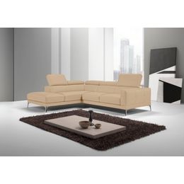 Ecksofa Egoitaliano "Claudie, Designsofa mit extrakomfortablem Sitzkomfort", beige (champagner), B:268cm H:97cm T:226cm, Luxus-Microfaser (100% Polyester) Leder &raquo;BULL&laquo; (echtes Rindsleder). Geschliffenes, pigmentiertes und behandeltes Rindsleder mit einer Dicke von 1, 3-1, 5 mm. Dieses Leder zeigt eine ziemlich weiche Hand mit einem halb undurchsichtigen Aussehen. Es handelt sich um ein gesch&uuml;tztes