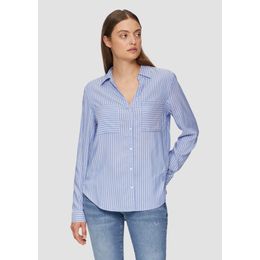 s.Oliver - Streifen-Bluse mit aufgesetzten Taschen, Damen, blau, Größe 44