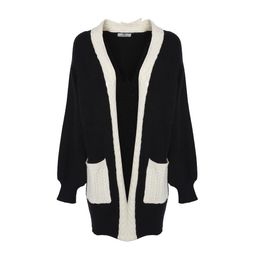 Influencer Strickjacke Damen Gr&ouml;&szlig;e M schwarz / offwhite