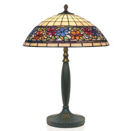 Artistar Tischlampe Flora, Tiffanystil, unten offen, Höhe 62 cm