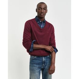 Gant V-Neck Pullover aus extra feiner Merinowolle