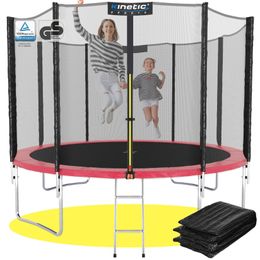 KINETIC SPORTS Trampolin Outdoor 'Salto Plus' &Oslash; 183/244/305/366/400/430/490 cm - Komplett-Set f&uuml;r Kinder, USA Sprungtuch, Netz, Randpolster, Leiter - bis zu 160kg Pink-2 &Oslash; 305 cm &Oslash; 305 cm, Pink-2
