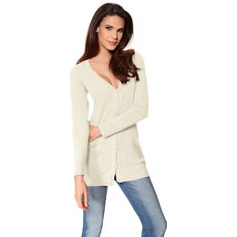 Strickjacke Heine Gr. 36, weiß (offwhite) Damen Strickjacken