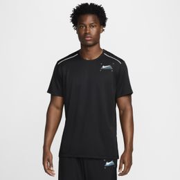 Nike Miler Kurzarm-Laufoberteil mit Grafik für Herren - Schwarz