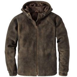 HACK Lederwaren Hack Lederware Herren-Kapuzenjacke Bockvelours