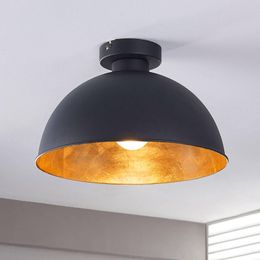 LINDBY Deckenleuchte Lya, Ø 31 cm, schwarz-gold, Metall, E27