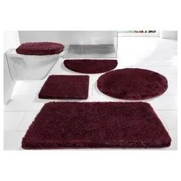 Möve Badematte MÖVE "Essentail/Superwuschel" Badematten Gr. rund (Ø 80cm), Polyester, rot (burgundy) Microfaser-Badematte, Badteppich, rechteckig, rund & als 3-tlg. Set