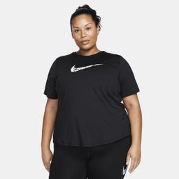 Nike One Swoosh Dri-FIT Kurzarm-Laufoberteil für Damen (große Größen) - Schwarz