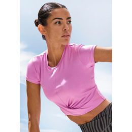 active by Lascana LASCANA ACTIVE T-Shirt '- Sportshirt' violet Gr. S (36/38) für Damen. Rundhals und Logoprägung. Eng