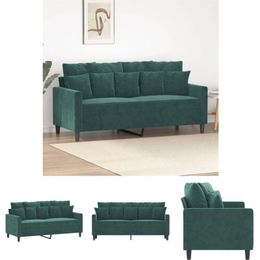 The Living Store - 2-Sitzer-Sofa Dunkelgrün 140 cm Samt - Sofas - Grün