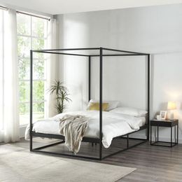 [en.casa] - Himmelbett Kristianstad Metall 140x200 cm Schwarz