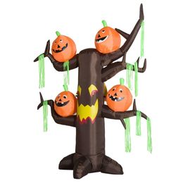 HOMCOM Aufblasbarer Spukbaum Kürbis Halloween Deko Figur Luftfigur mit LED Beleuchtung, Polyester, 180x80x2