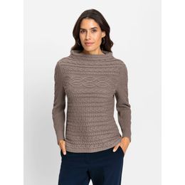 Strickpullover Inspirationen "Pullover" Gr. 50, grau (taupe) Damen Pullover