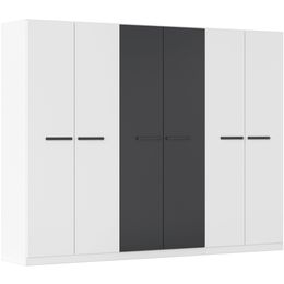 Drehtürenschrank Rauch "Kleiderschrank Schrank Garderobe Garderobenschrank Stauraumwunder MODI" Schränke Gr. B/H/T: 271 cm x 210 cm x 54 cm, Ohne Spiegel, weiß (weiß, graumetallic) inkl. Stoff-Organizer mit 6 Fächern optionaler Spiegel MADE IN GERMANY