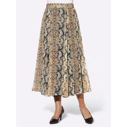 Bahnenrock Lady Gr. 38, beige (schwarz, beige, bedruckt), Damen, 100% Polyester, gemustert, mehrfarbig, animal-print, Röcke