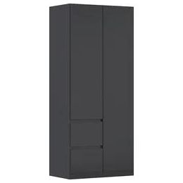 Drehtürenschrank Rauch "Kleiderschrank Schrank Garderobe Garderobenschrank MAINZ" Schränke Gr. B/H/T: 91cm x 210cm x 54cm, 2 St., grau (graumetallic) grifflose Front, Außentüren mit Push-to-Open Funktion MADE IN GERMANY