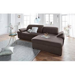 Ecksofa exxpo - SOFA FASHION "Kyoto, inkl. Kopfteil- und Armteilverstellung, hoher Sitzkomfort", braun, B:278cm H:98cm T:165cm, Sofas, Ecksofa, wahlweise mit Bettfunktion und Bettkasten, hochwertige Bez&uuml;ge, L-Form
