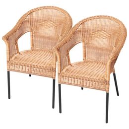 Gartensessel Merxx "Ravenna" Sessel Gr. B/H/T: 61 cm x 87 cm x 67 cm, beige (natur) 2er Set, Polyrattan, stufenlos verstellbar