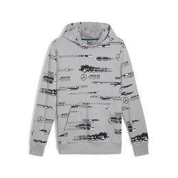 Hoodie Puma "Mercedes-AMG Petronas F1 Logo mit Allover-Print Herren" Gr. S, grau (team silver gray) Herren Sweatshirts