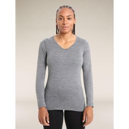 Icebreaker Merino 200 Oasis Langarmshirt mit V-Ausschnitt - Frau - Gritstone Heather - Größe M