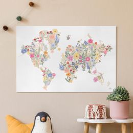 Leinwandbild Florale Weltkarte