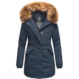 Marikoo Damen edler Wintermantel Parka mit Kunstfellkapuze Karmaa Princess