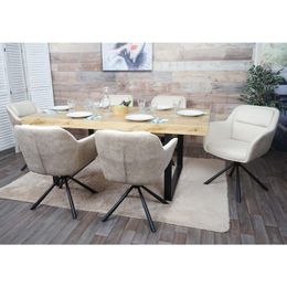 6er-Set Esszimmerstuhl MCW-K33, K&uuml;chenstuhl Stuhl, drehbar Auto-Position, Stoff MVG ~ Kunstleder, creme