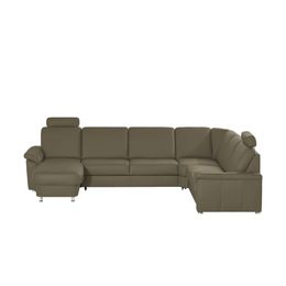 meinSofa Wohnlandschaft Leder Carolin ¦ grau ¦ Maße (cm): B: 330 H: 9