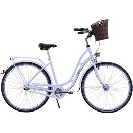 Cityrad HAWK Bikes "City Classic Joy White" Fahrräder Gr. 48 cm, 28 Zoll (71,12 cm), weiß für Damen und Herren