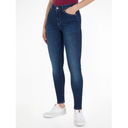 Skinny-fit-Jeans Tommy Jeans "Tommy Jeans - Damenjeans- NORA Mid Rise Skinny Fit" Gr. 29, Länge 34, blau (denim dark) Damen Jeans mit Waschung, Logo-Badge