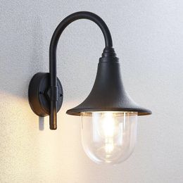 LINDBY Außenwandlampe Nalevi, gebogen, schwarz