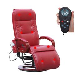 MCW Relaxsessel Terni II mit Massage ~ Leder, rot